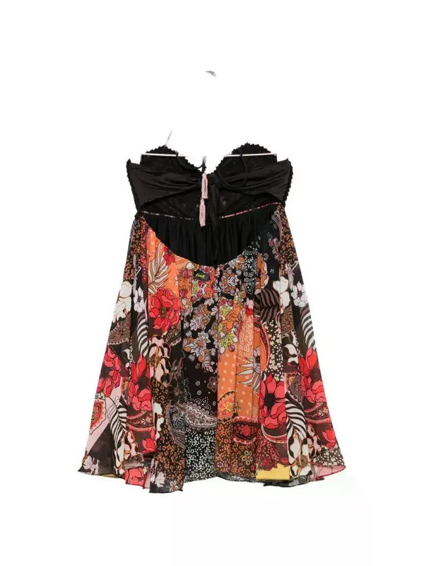 F**K Crochet-knit Floral-patchwork Mini Dress - Black