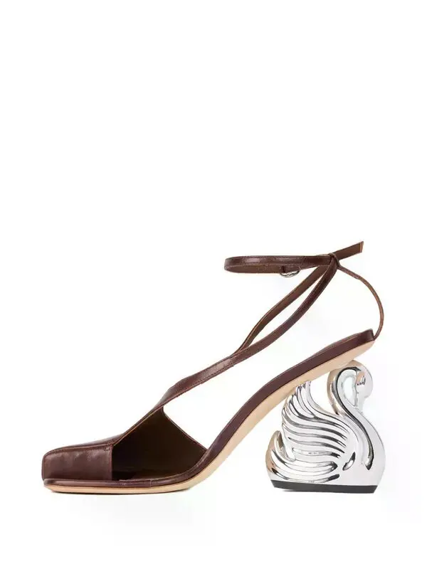 A.W.A.K.E. Mode Christine Swan-heel Asymmetric Sandals