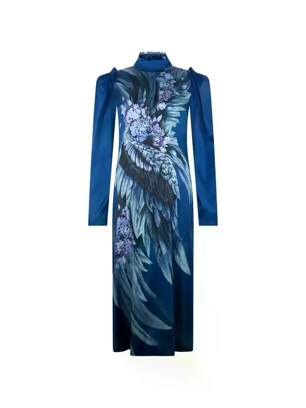 Alberta Ferretti High-neck Maxi Dress - Blue