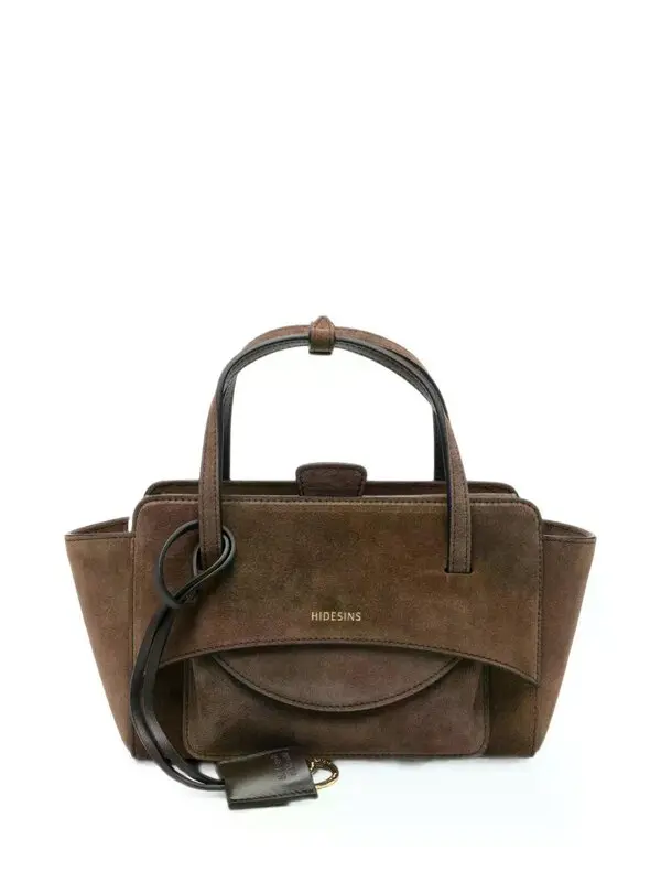 HIDESINS Flap S Suede Logo-print Tote Bag - Brown