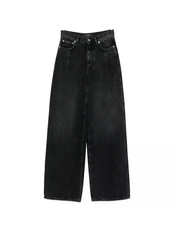 Dolce & Gabbana Logo-plaque Wide-leg Jeans - Black