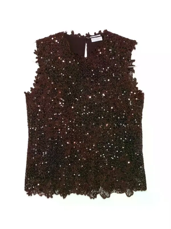 Brunello Cucinelli Sequin-embellished Top - Brown
