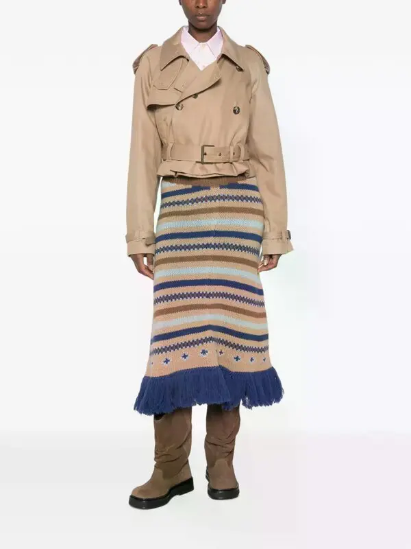 Alanui Striped Fringed-hem Midi Skirt