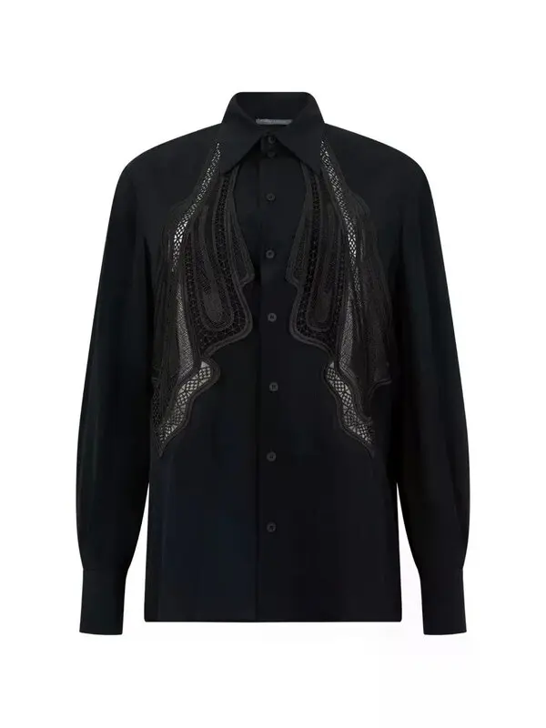 Alberta Ferretti Lace Panelled Shirt - Black