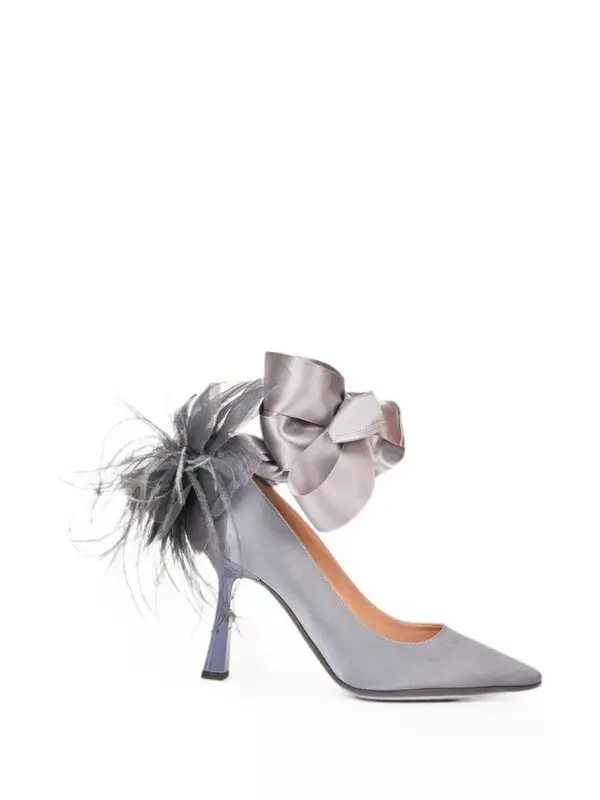 Alberta Ferretti Feather-embellished Bow-detail Pumps