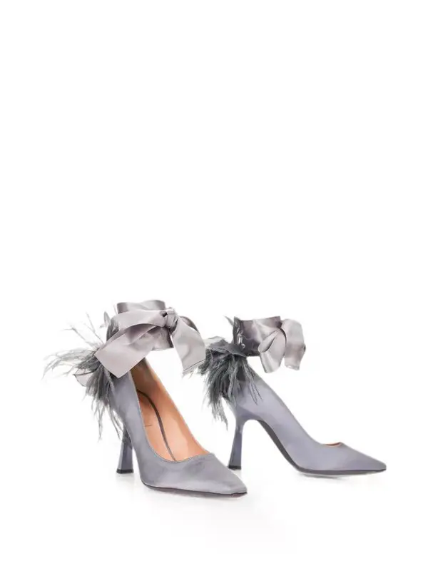 Alberta Ferretti Feather-embellished Bow-detail Pumps