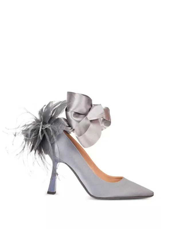 Alberta Ferretti Feather And Bow Detail Pumps - Grey