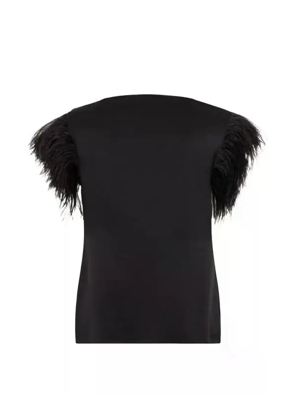 Alberta Ferretti Feather-trim Metallic-embellished T-shirt