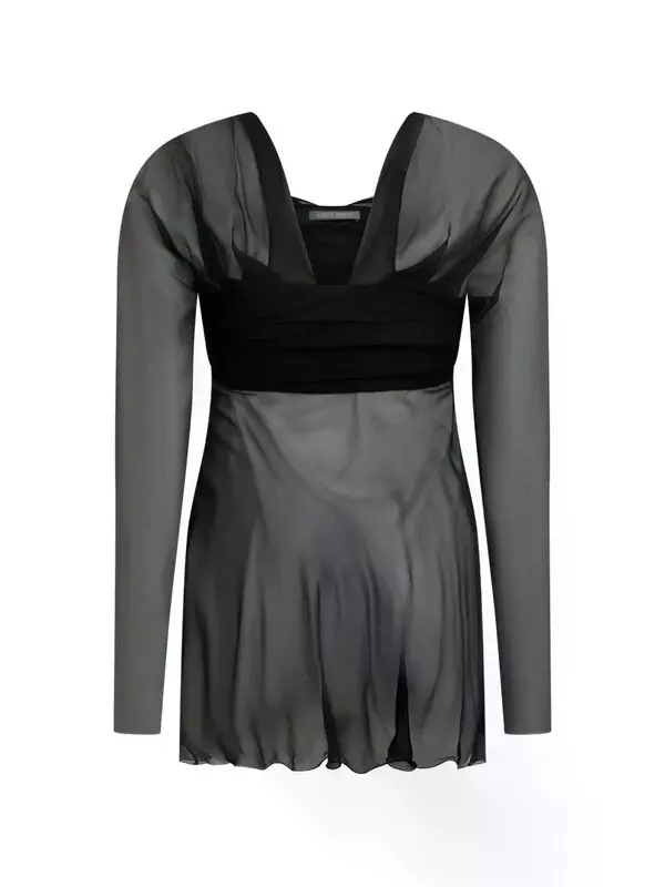 Alberta Ferretti V-neck Sheer Blouse - Black