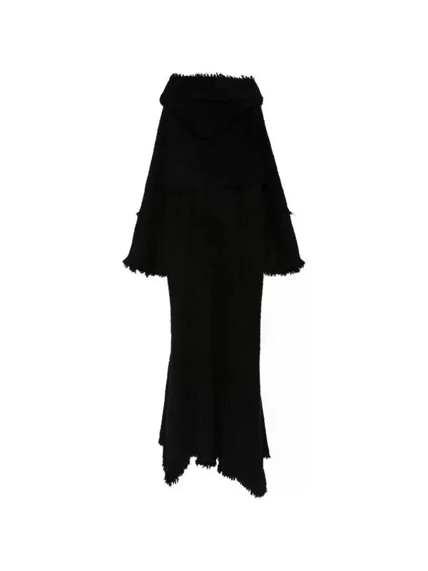 YEHUAFAN Frayed Hooded Coat