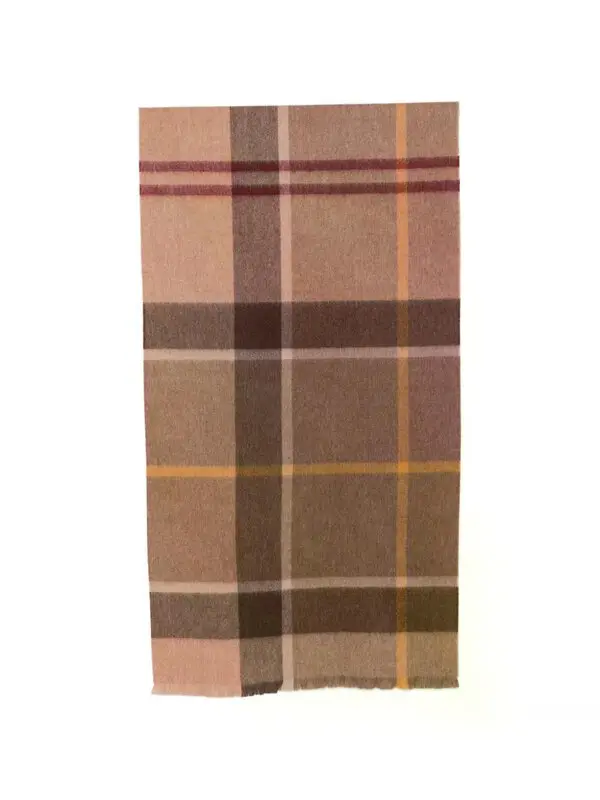 Barbour Check-pattern Fringed Scarf - Brown