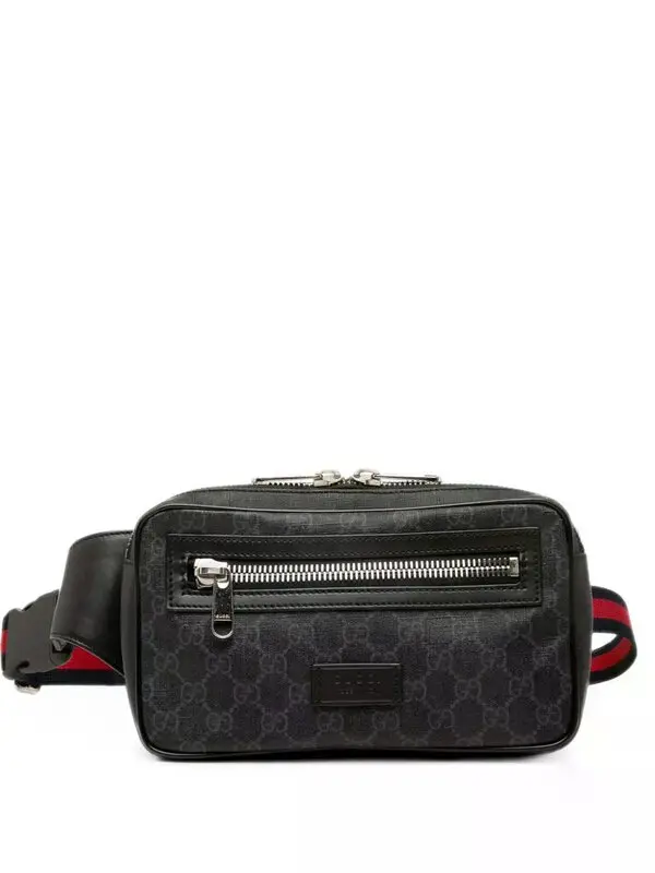Gucci 2000-2015 Gg Supreme Web Night Courrier Belt Bag - Black