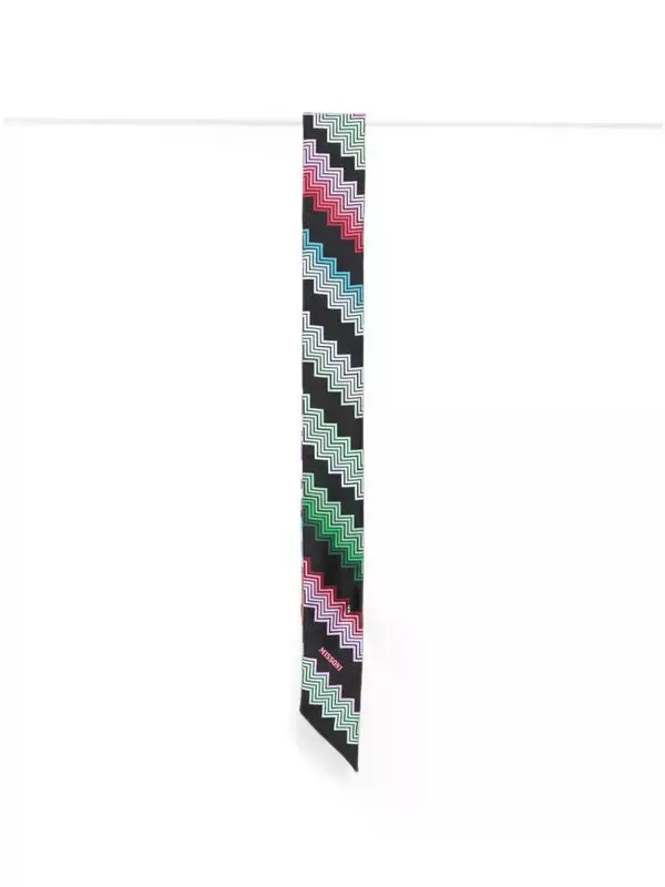 Missoni Zigzag-print Skinny Scarf - Black