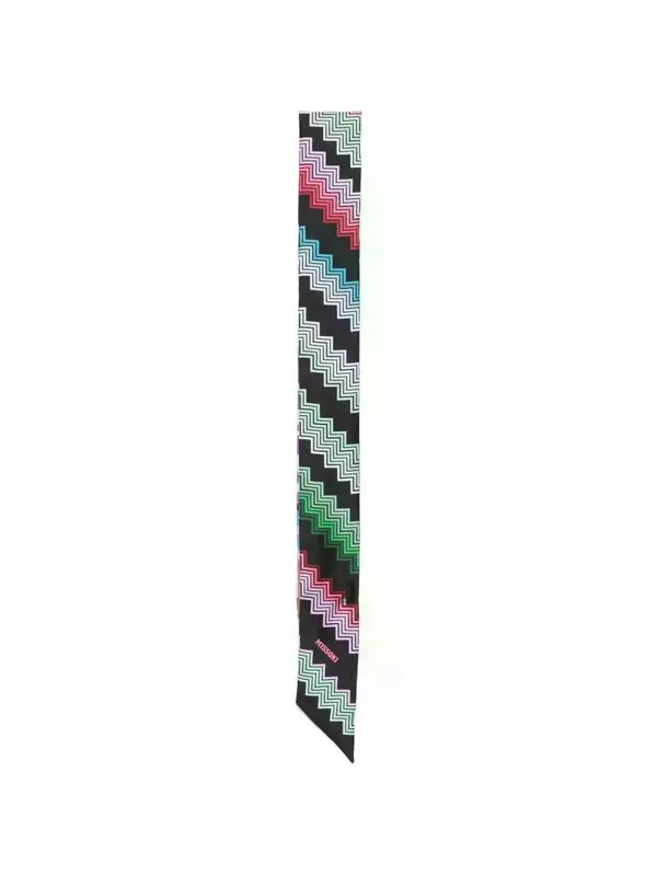 Missoni Zigzag-print Skinny Scarf - Black