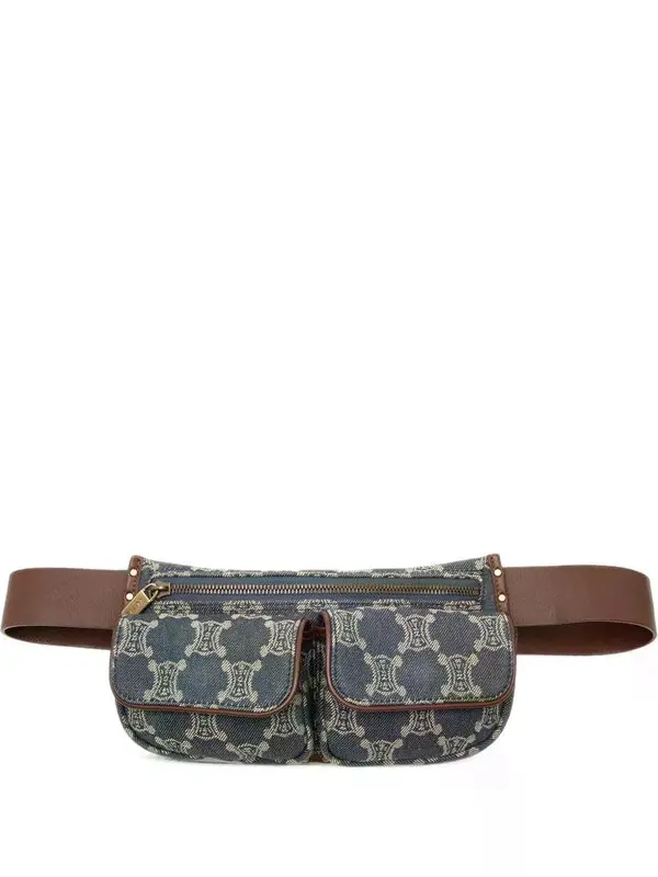 Celine Macadam Denim Double Pocket Belt Bag - Blue