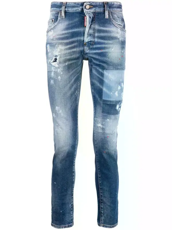 Dsquared2 Paint-splatter Distressed Skinny Jeans