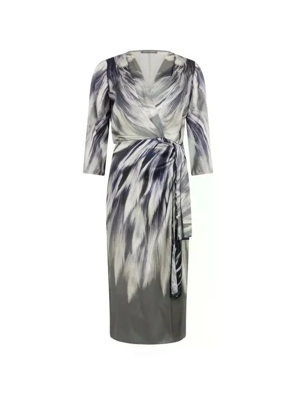 Alberta Ferretti Abstract-print Satin Midi Dress - Grey
