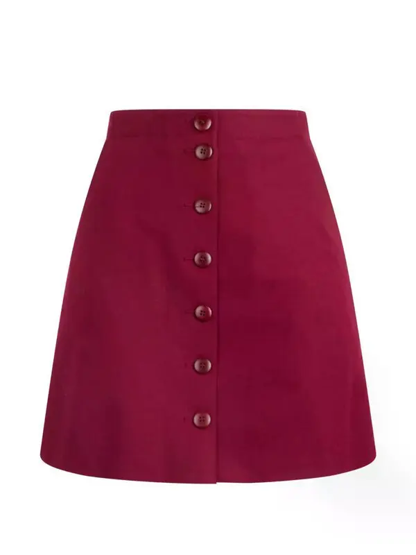 Alberta Ferretti Button-up Pleated-panel Skirt - Red