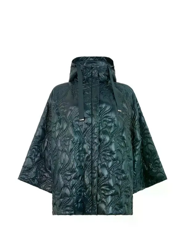 Herno Quilted Wide-sleeve Jacket With Drawstring Hood - Blue