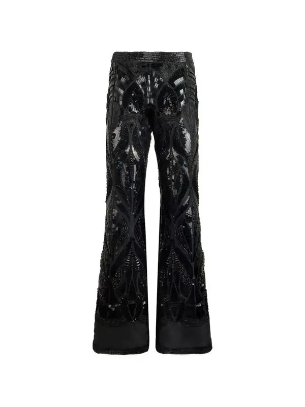 Alberta Ferretti Sequin-embellished Decorative-pattern Palazzo Pants