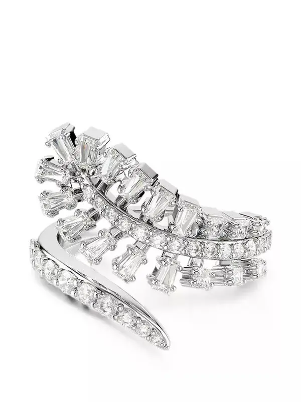 SWAROVSKI Vienna Crystal-embellished Feather-motif Ring - Silver