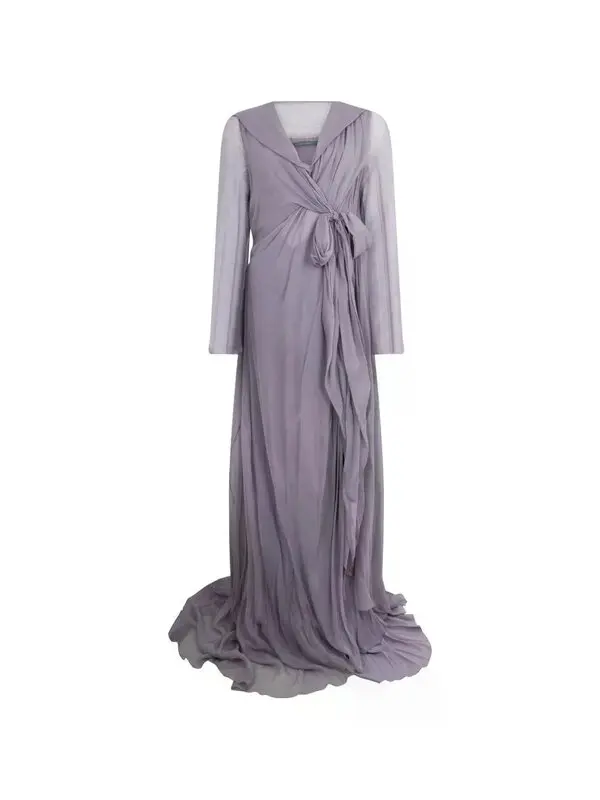 Alberta Ferretti Hooded Silk Maxi Dress