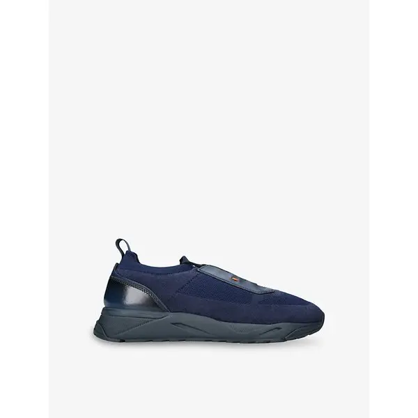 Santoni Technical-knit Low-top Trainers - Navy