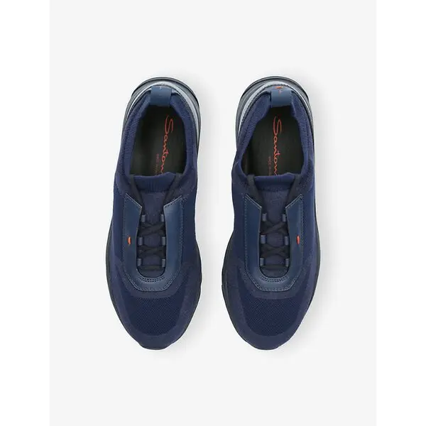 Santoni Technical-knit Low-top Trainers - Navy