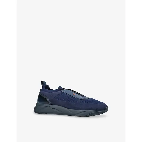 Santoni Technical-knit Low-top Trainers - Navy