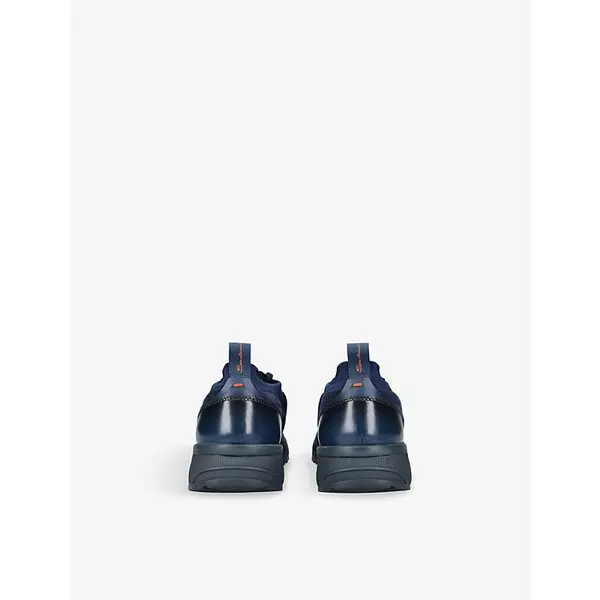 Santoni Technical-knit Low-top Trainers - Navy