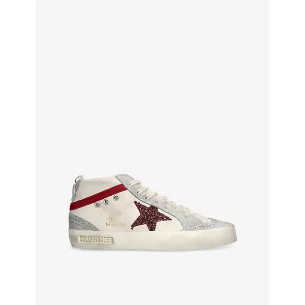 GOLDEN GOOSE Mid Star 82835 Glitter-embellished Leather And Suede Mid-top Trainers - White/oth