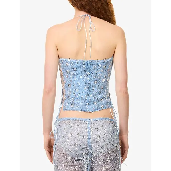 JADED LONDON Deva Sequin Knit Corset Top