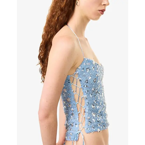 JADED LONDON Deva Sequin Knit Corset Top