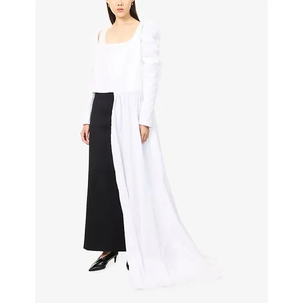 REEM ALKANHAL Moudi Asymmetrical Cotton-blend Top