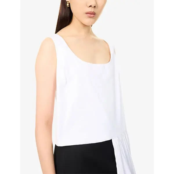 REEM ALKANHAL Moudi Asymmetrical Cotton-blend Top