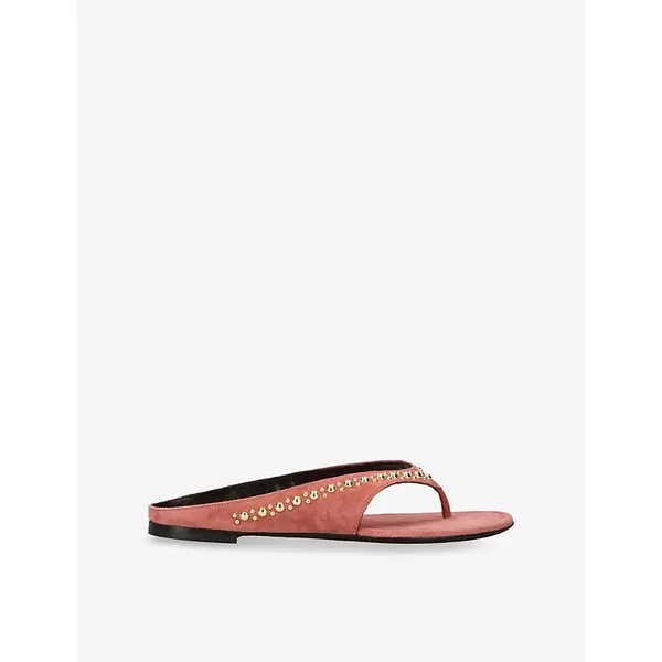 HERBERT LEVINE Studded Suede Thong Sandals