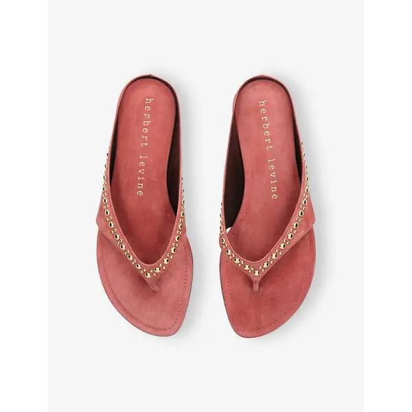 HERBERT LEVINE Studded Suede Thong Sandals