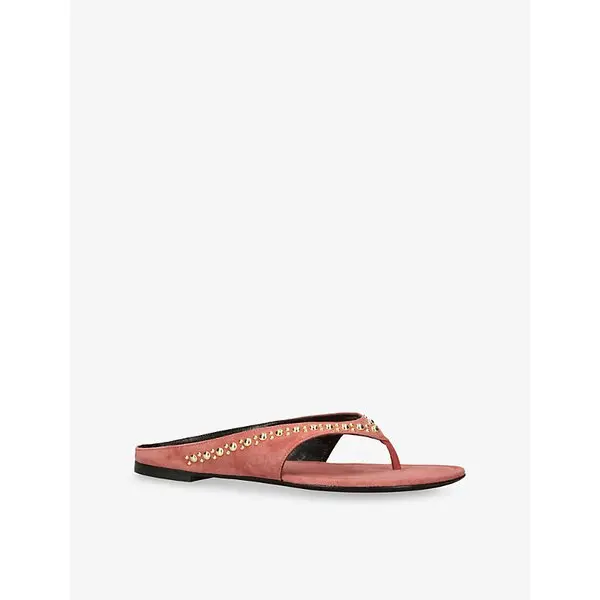 HERBERT LEVINE Studded Suede Thong Sandals