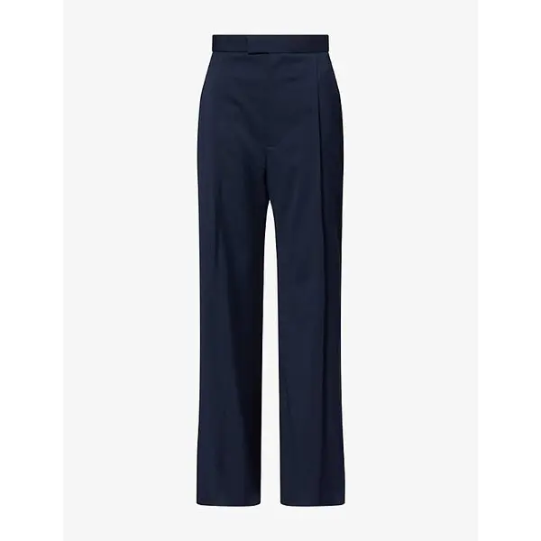 VIVIENNE WESTWOOD High-rise Wide-leg Wool Trousers - Navy