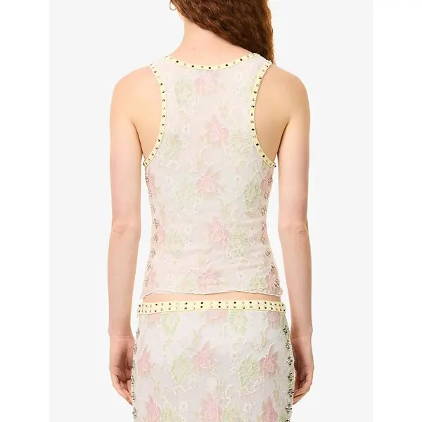 JADED LONDON Fioretta Studded Lace Top
