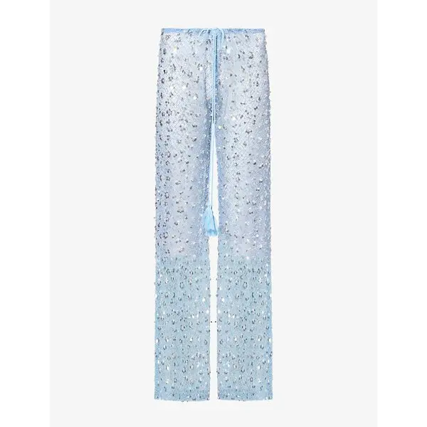 JADED LONDON Deva Sequin Straight-leg Knit Trousers