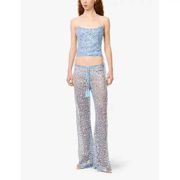 JADED LONDON Deva Sequin Straight-leg Knit Trousers