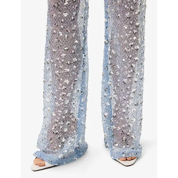 JADED LONDON Deva Sequin Straight-leg Knit Trousers