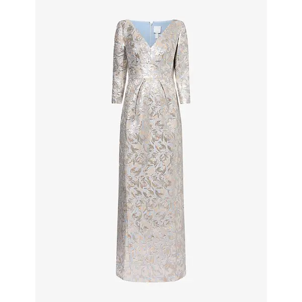 Huishan Zhang Tara V-neck Maxi Gown - Blue