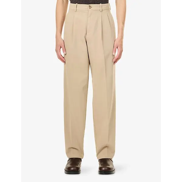 THE ROW Tomasino Pleated Cotton Trousers