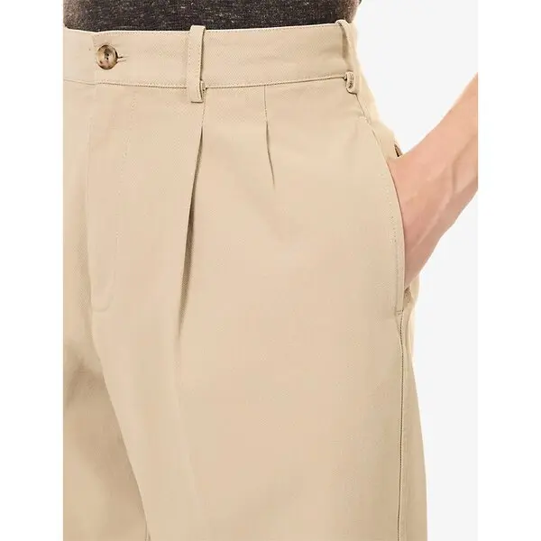 THE ROW Tomasino Pleated Cotton Trousers