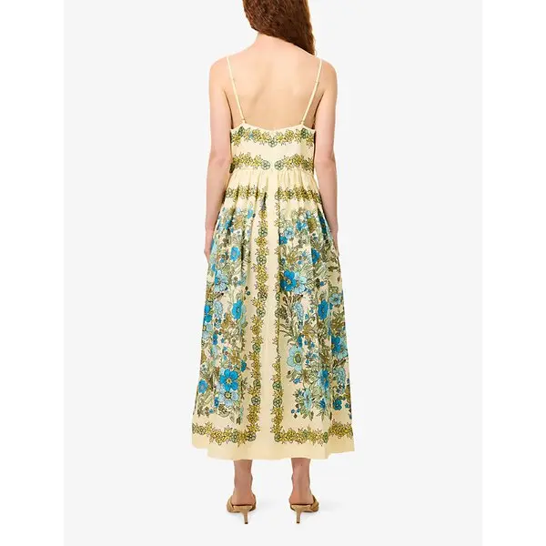ALEMAIS Sophia Printed Linen Midi Dress