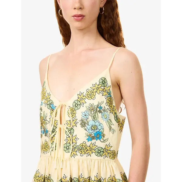 ALEMAIS Sophia Printed Linen Midi Dress