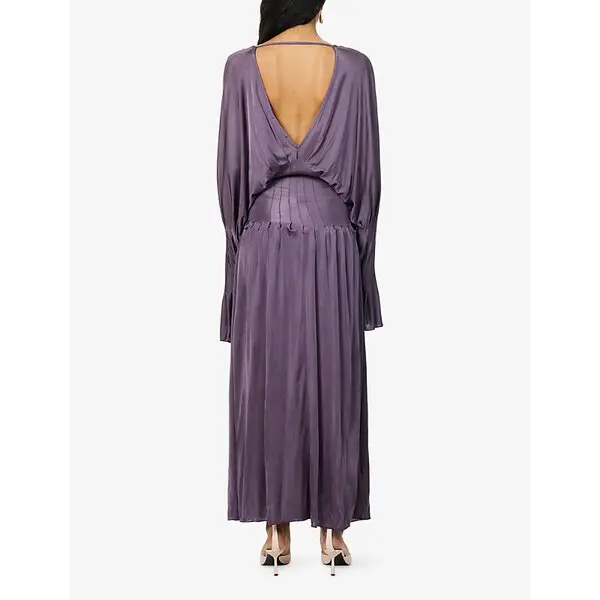 AYA MUSE Luma Draped Satin Maxi Dress