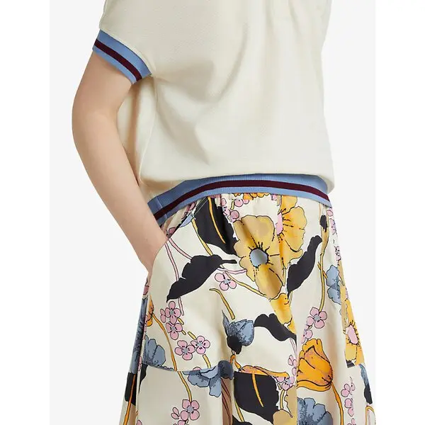 Marni Printed Elasticated-waist Cotton Poplin Midi Skirt